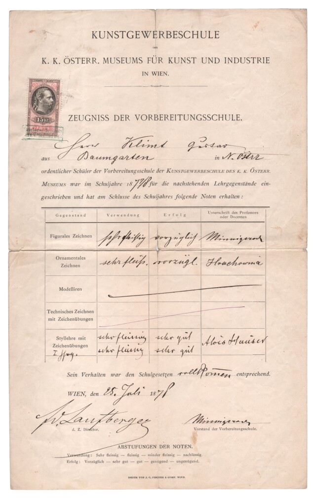 Entdeckung und Ausbildung eines Zeichentalents » Gustav Klimt-Datenbank